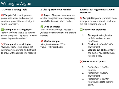 Writing to Argue Support | Teaching Resources