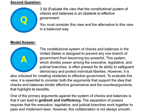 EDEXCEL A Level Politics Model Answers - Full Papers - Paper 3a US ...