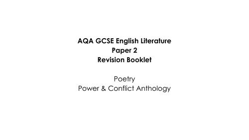 AQA GCSE English Literature- Power & Conflict Anthology Guide ...