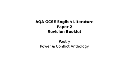 AQA GCSE English Literature- Power & Conflict Anthology Guide ...