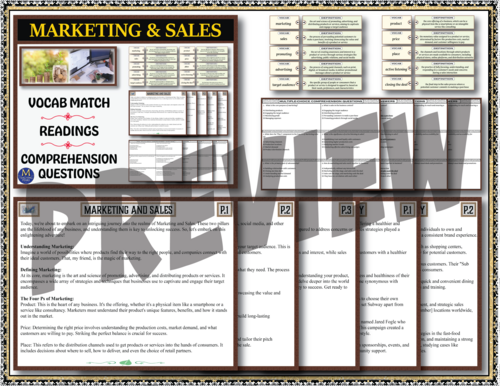 Business Principles: Marketing & Sales Reading Comprehension & Sort ...