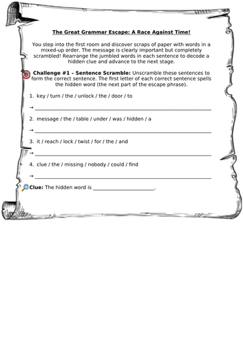 Lower-Ability English Escape Room Activity - The Great Grammar Escape ...