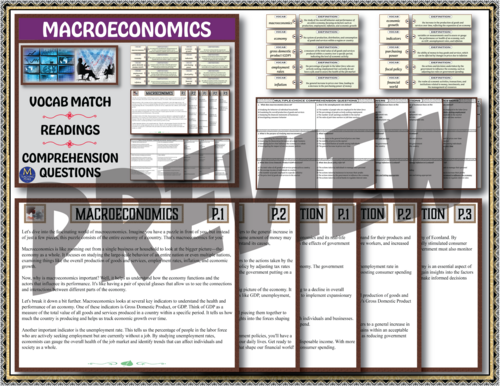 Economics: Macroeconomics Reading Comprehension & Sorting Activity ...
