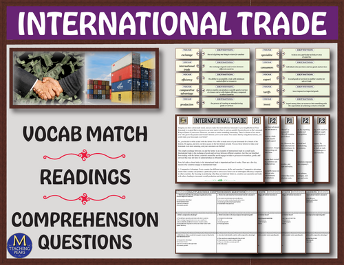 Economics: International Trade Reading Comprehension & Sorting Activity ...