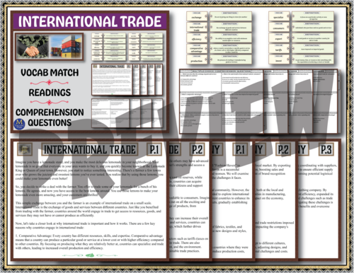 Economics: International Trade Reading Comprehension & Sorting Activity ...