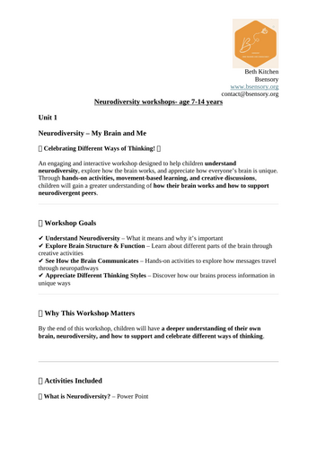 Neurodiversity Workshop for children 7-14 years | Teaching Resources