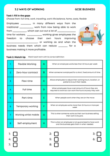 OCR GCSE Business Ways of Working Worksheet | Teaching Resources
