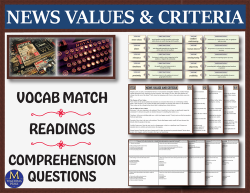 Journalism: News Values & Criteria Reading Comprehension & Sort ...