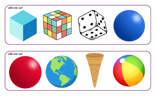 3D Shapes - odd one out strips | Teaching Resources