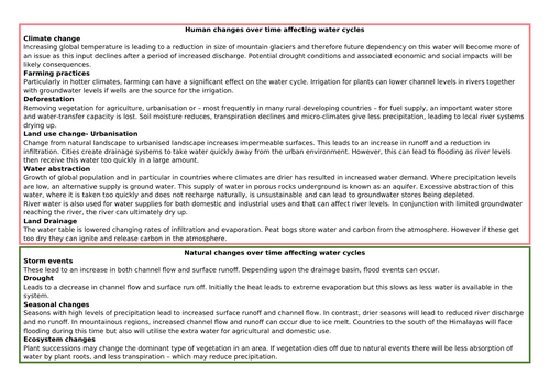 A Level Water & Carbon Cycles | Teaching Resources