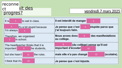 Module 3 Ma vie scolaire AQA new GCSE | Teaching Resources