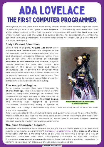 Ada Lovelace Biography READING COMPREHENSION | Women in STEM | Women's History Month Activities ...
