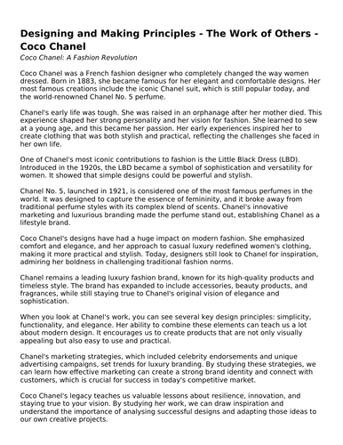 AQA DT - Designing and Making Principles - The Work of Others; Coco ...