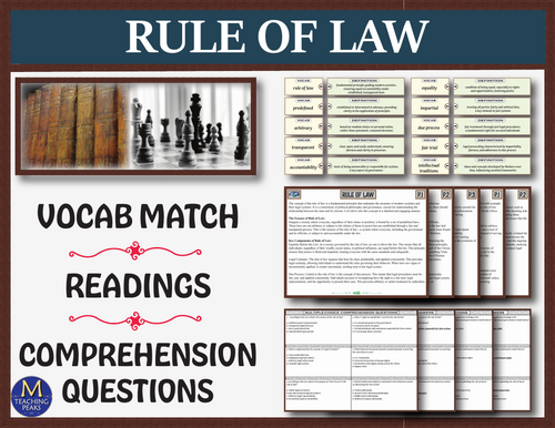 Political Science: Rule of Law Reading Comprehension & Sort Activity ...
