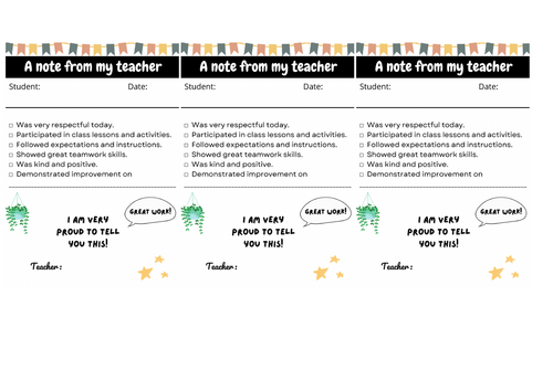 A note from my teacher | Teaching Resources