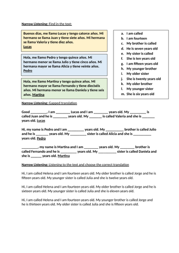 01. SPANISH Year 7. Unit 1: Mi nombre y mi edad | Teaching Resources