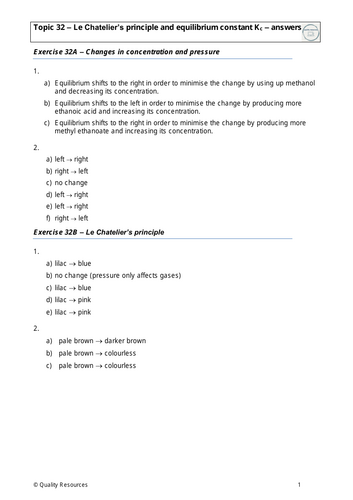 Le Chatelier’s principle and equilibrium constant Kc OCR AS Chemistry ...