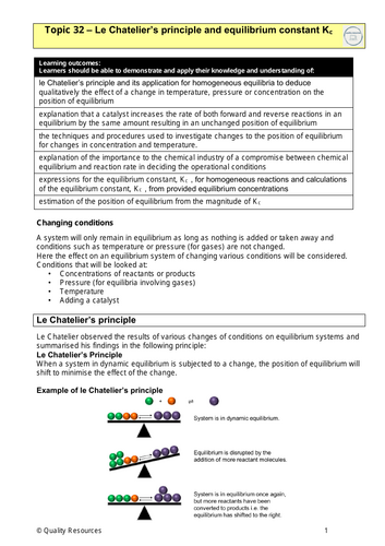 Le Chatelier’s principle and equilibrium constant Kc OCR AS Chemistry ...