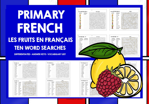FRENCH FRUITS WORD SEARCHES | Teaching Resources