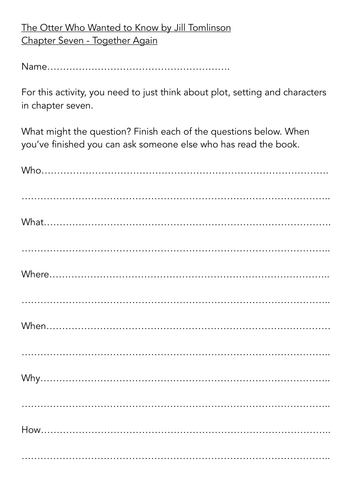 The Otter Who Wanted to Know- Chapter Seven- Reading Comprehension and ...