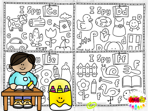 I Spy Alphabet Worksheets for Letter Sound Recognition | Preschool ...