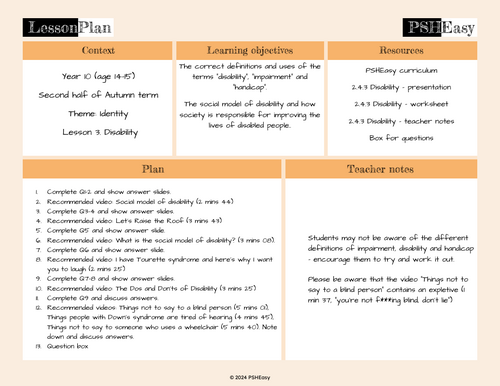 2.4.3 Disability Lesson Pack | Teaching Resources