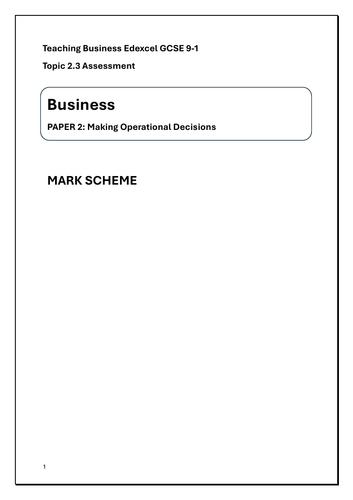 Edexcel GCSE Business - Theme Two Topic Assessments and Mark Schemes | Teaching Resources