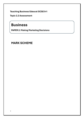 Edexcel GCSE Business - Theme Two Topic Assessments and Mark Schemes | Teaching Resources