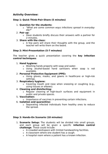 A10 Infection prevention and control health resource | Teaching Resources