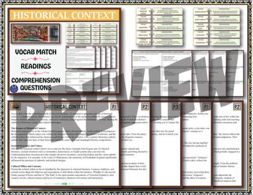 English Classical Literature: Historical Context Reading Comprehension ...