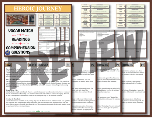 English Classical Literature: Heroic Journey Reading Comprehension ...