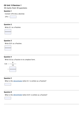 Stage 7 Cambridge Maths Unit 10 Percentages Worksheet | Teaching Resources