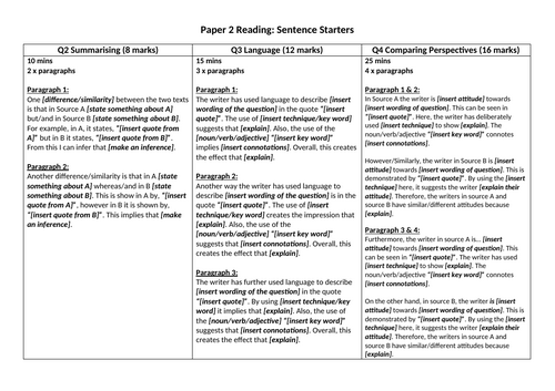 AQA GCSE English Paper 2 Revision Pack | Teaching Resources