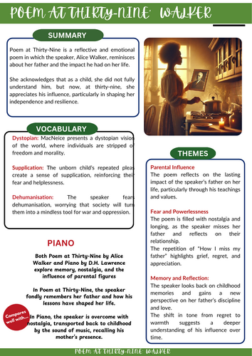 IGCSE English Literature: Poem at Thirty-Nine by Walker – Complete ...