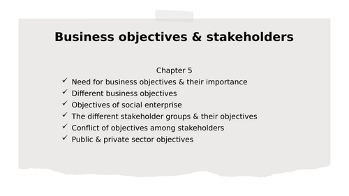 Business 0450 IGCSE Business objectives & stakeholder objectives 1.5 ...