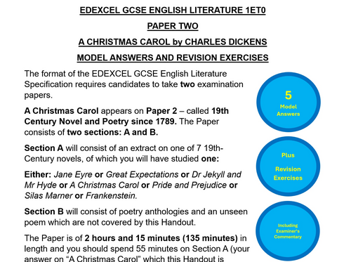 EDEXCEL GCSE English Lit. - A Christmas Carol - Model Answers - 5 Q's ...