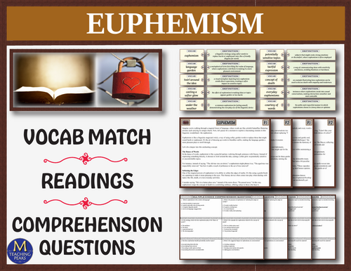 English Literary Devices: Euphemism Reading Comprehension & Sort ...