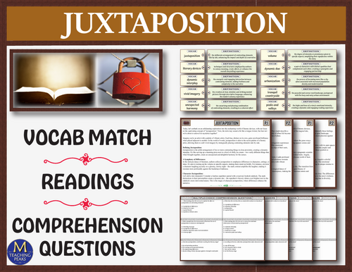 English Literary Devices: Juxtaposition Reading Comprehension & Sort ...