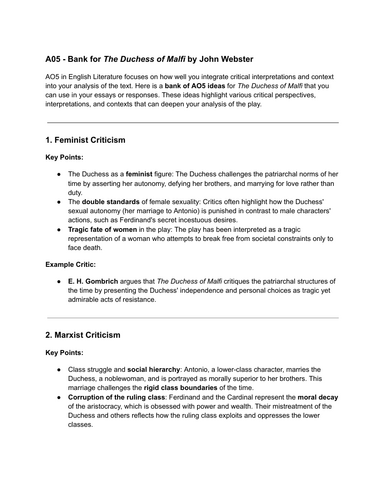 Merchant's Tale and Duchess of Malfi A Level resources | Teaching Resources