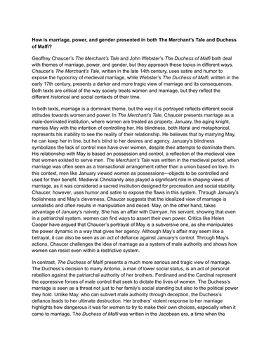 Merchant's Tale and Duchess of Malfi A Level resources | Teaching Resources