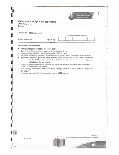 IB Math AA SL | May 2022 Paper 1 & 2 (TZ2) | Fully Worked Solutions ...