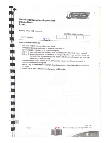 IB Math AA SL | May 2022 Paper 1 & 2 (TZ2) | Fully Worked Solutions ...
