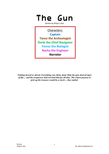 The Gun - Science-Fiction Readers' Theatre Philip K. Dick | Teaching ...