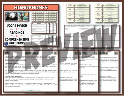 English Vocabulary Building: Homophones Language Arts Reading & Sort ...