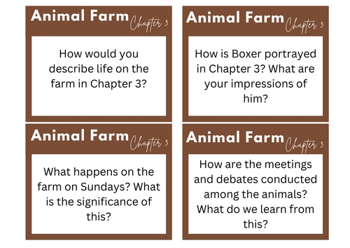 Animal Farm by George Orwell Chapter 3 Discussion or Quick Write Task ...
