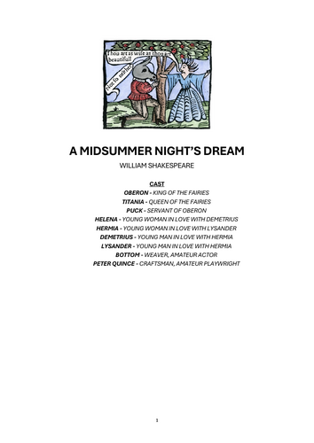A Midsummer Night's Dream: 10 minute script | Teaching Resources
