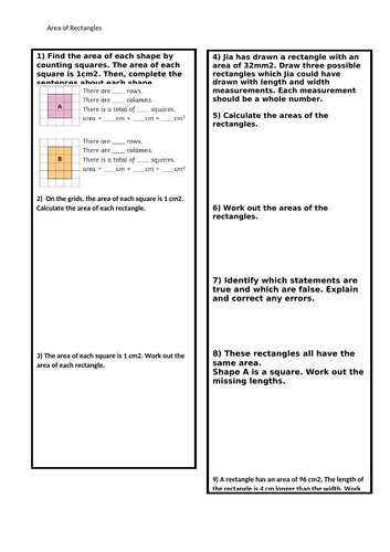 Year 5 Perimeter and Area Worksheets | Teaching Resources