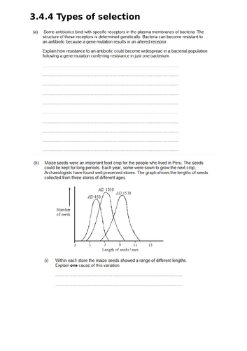 AQA A level Biology Topic 4. Genetic Diversity. Types of Selection (3.4 ...