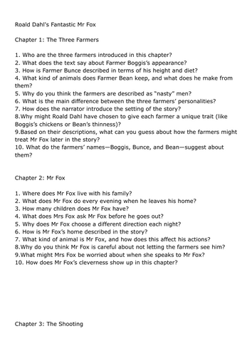 Fantastic Mr Fox - Reading Comprehension | Teaching Resources