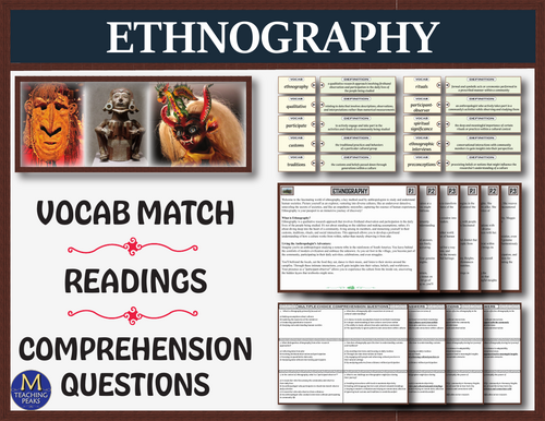 Anthropology: Ethnography Reading Comprehension & Sorting Activity ...